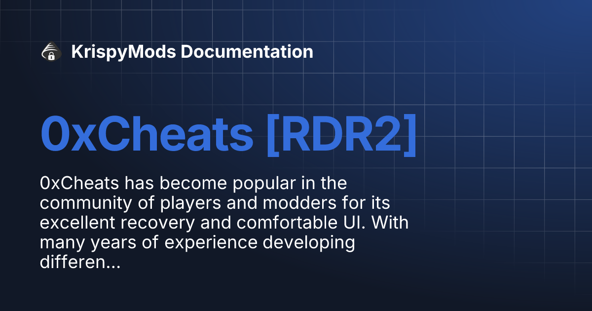 0xCheats [RDR2] | KrispyMods Documentation